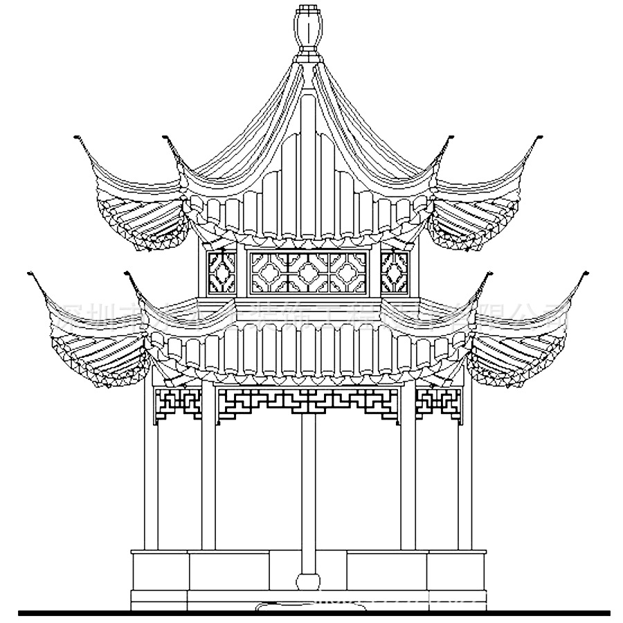 小亭子简笔画古建筑,亭子简笔画古建筑,古建筑简笔画简单_大山谷图库